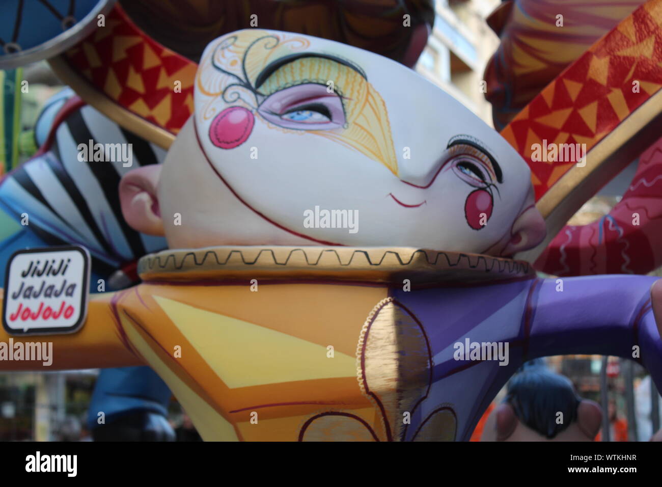 Miniature sculptures during Las Fallas festival in Gandia, Spain Stock ...