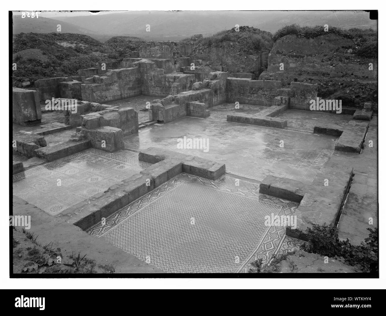 Mosaics of Arab palace at Khan Minieh. Tabgha Stock Photo - Alamy