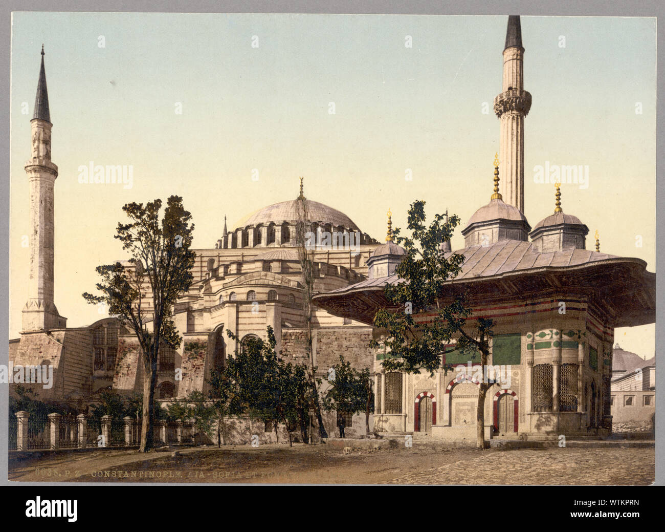 Mosque of St. Sophia and Ahmed III fountain, Constantinople, Turkey ...
