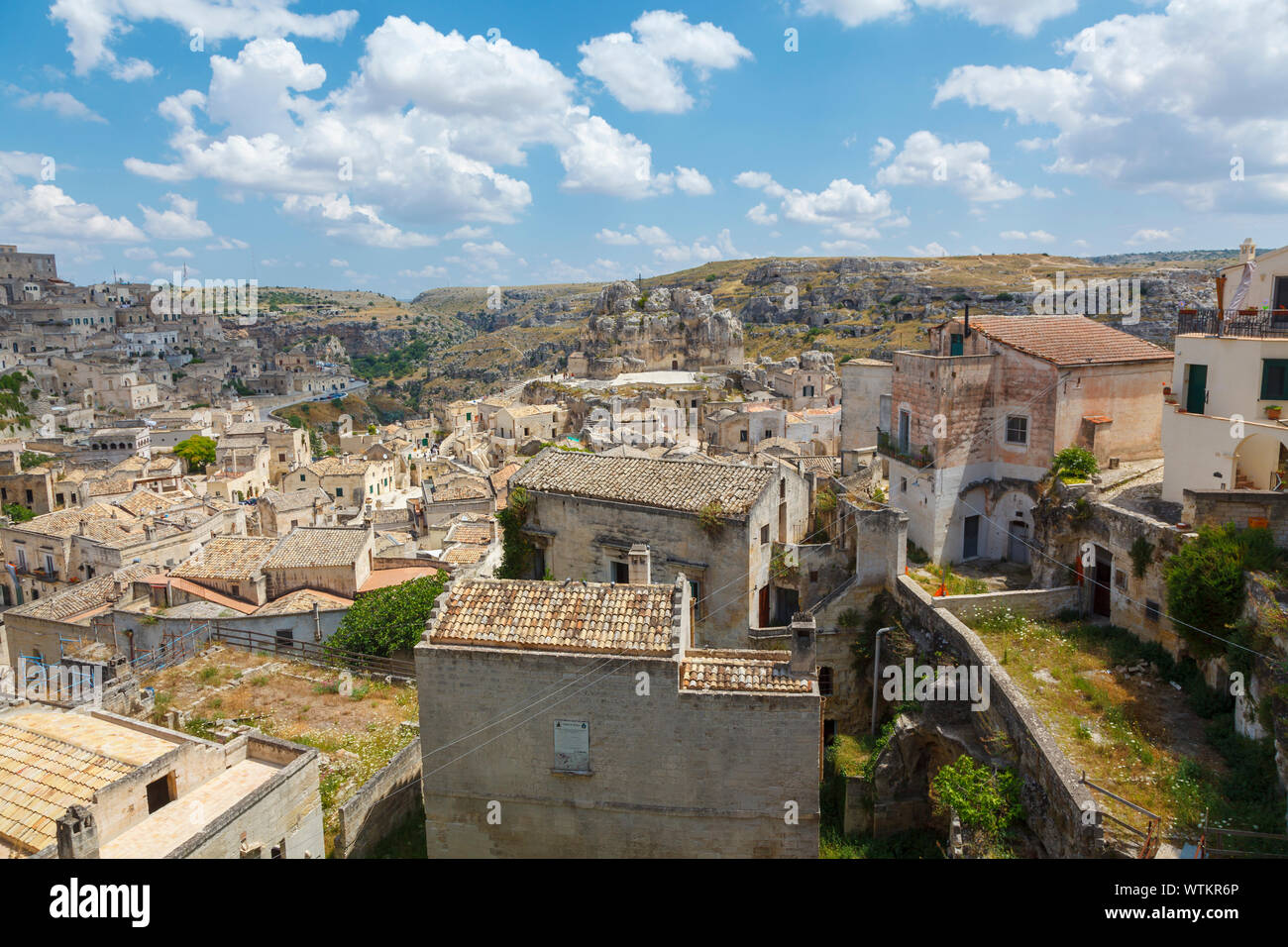 Panoramic view over the iconic lower town of Matera, Puglia, a UNESCO ...