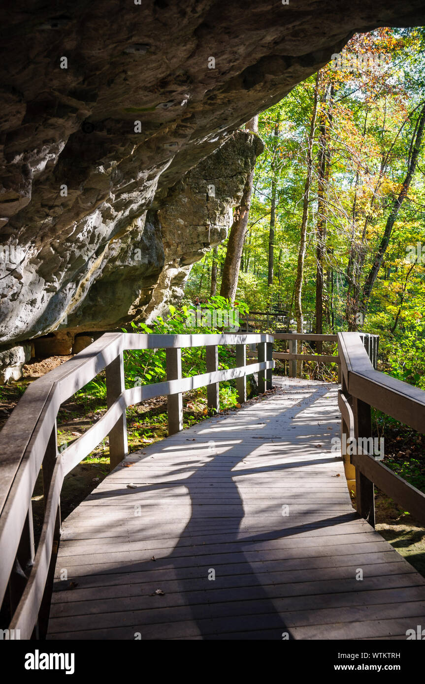 Russell Cave National Monument's boardwalk trail in Fall Stock Photo ...