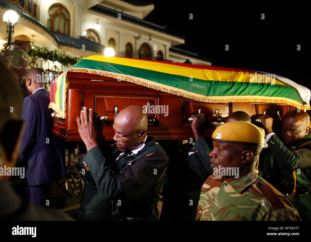 Harare, Zimbabwe. 11th Sep, 2019. The casket of the late former ...