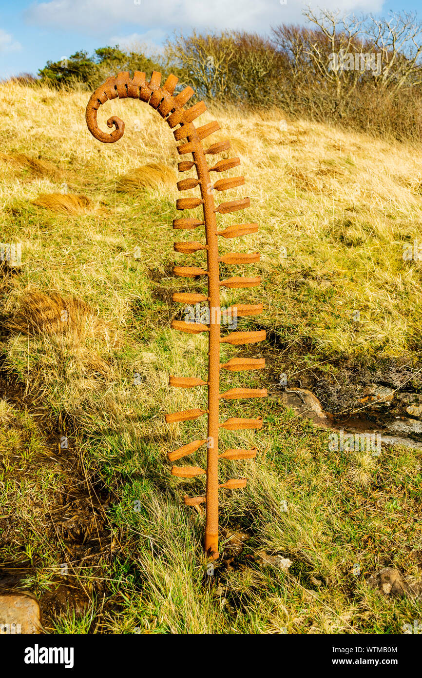 Metal fern sculpture on the Calgary Sculpture Walk, Calgary Bay, Isle ...