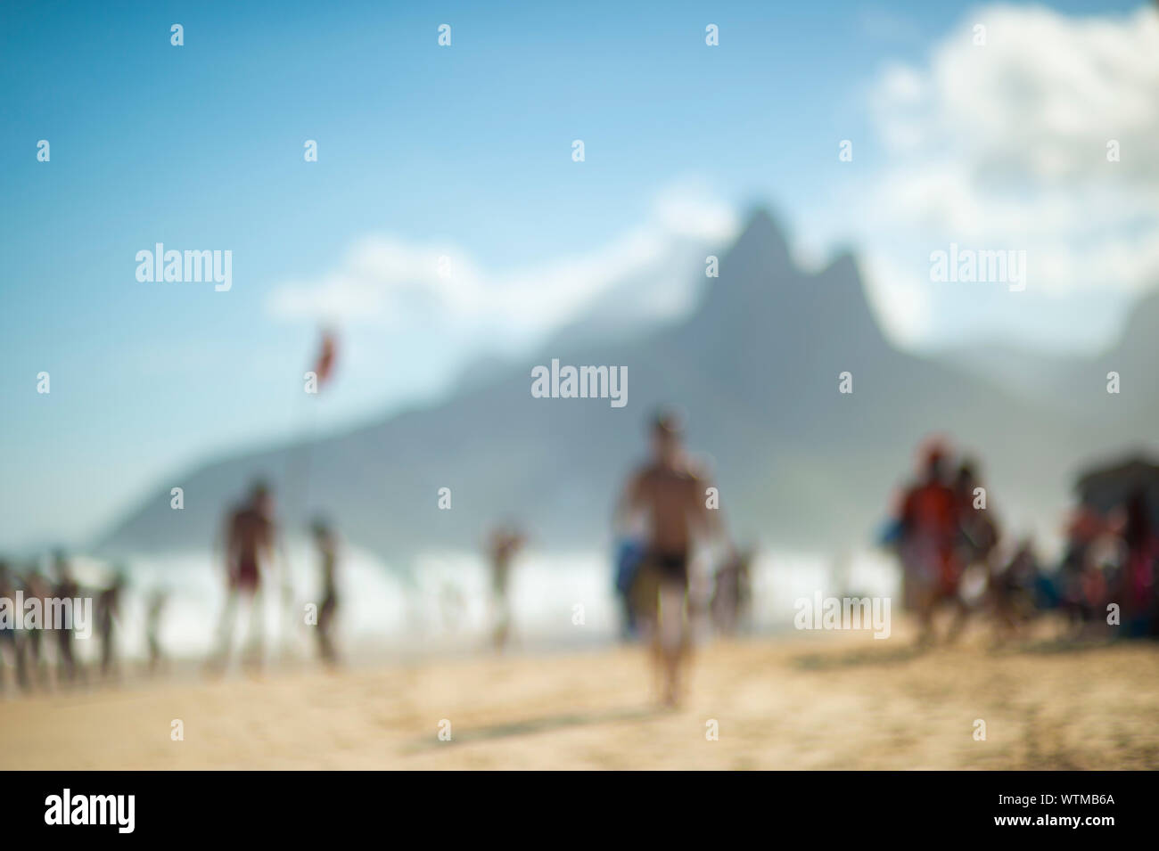 Abstract defocus view of a busy day on Ipanema Beach in Rio de Janeiro ...