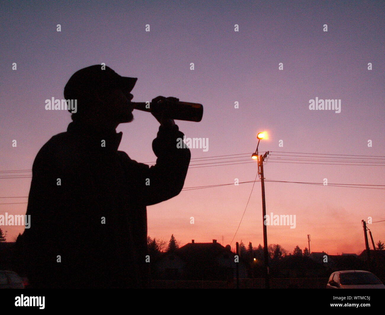 Silhouette Man Drinking Beer High Resolution Stock Photography and ...
