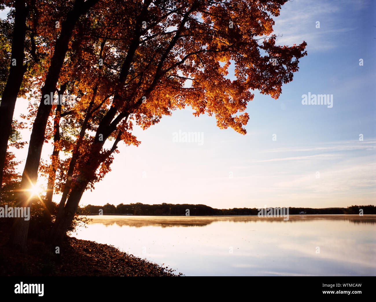 New England lake sunrise Stock Photo - Alamy
