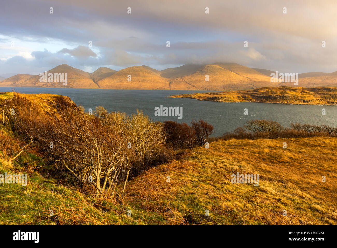 The Ben More range over Loch na Keal at sunset, Isle of Mull, Scotland ...
