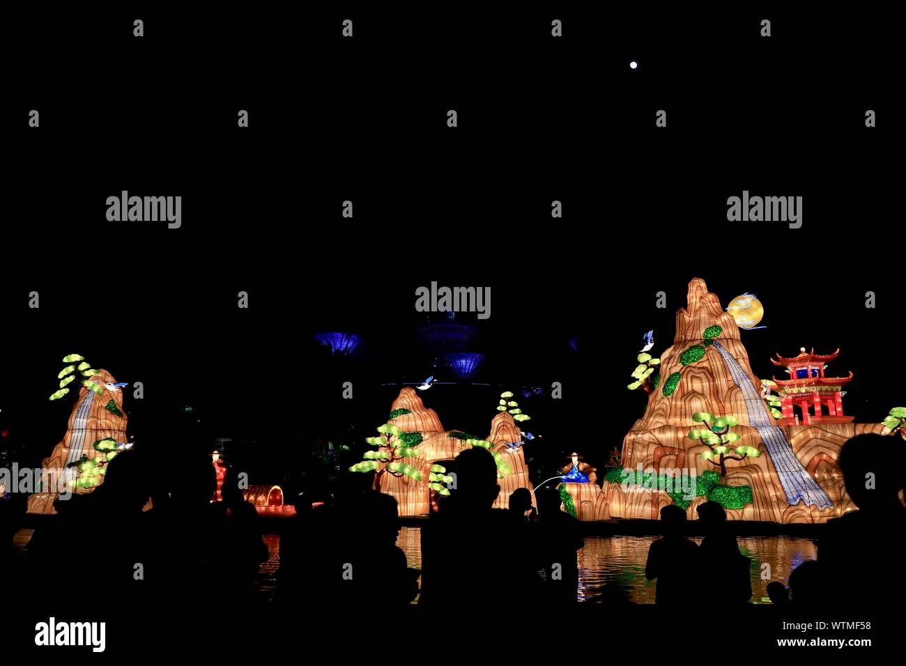 Lantern set of a scenery depicting the nature at China's Li River at ...