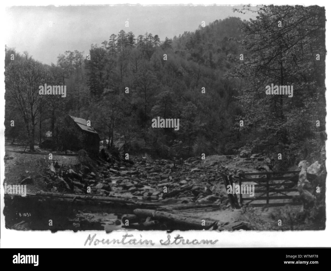 Serene landscape stream flowing Black and White Stock Photos & Images ...