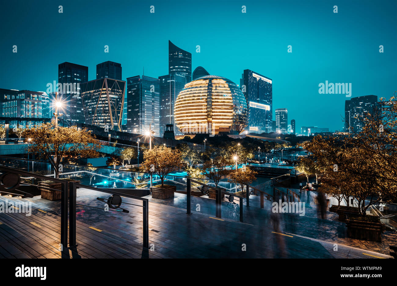 Architectural night view, Hangzhou, China Qianjiang New City CBD Stock ...