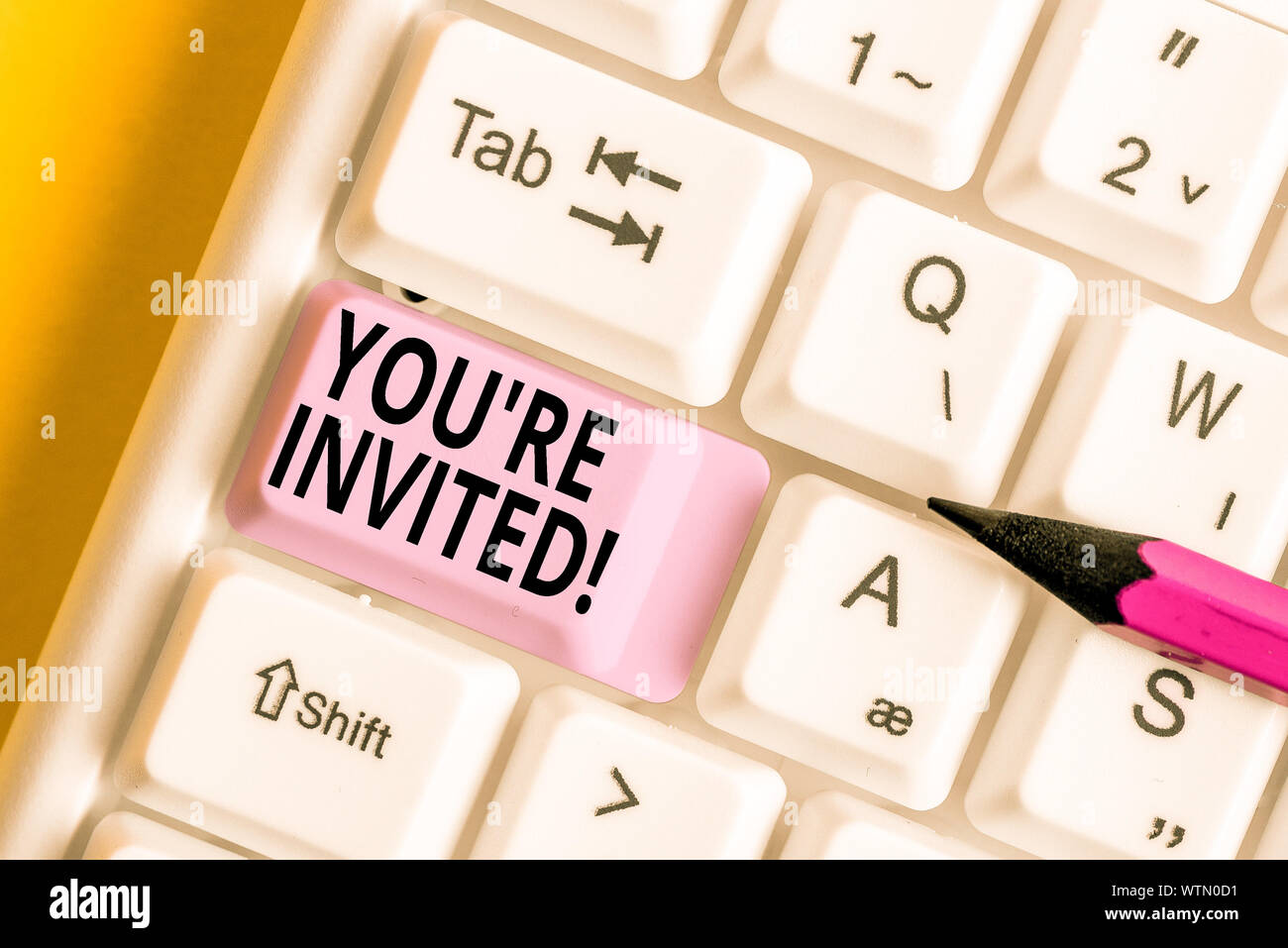 Conceptual hand writing showing You Re Invited. Concept meaning make a ...