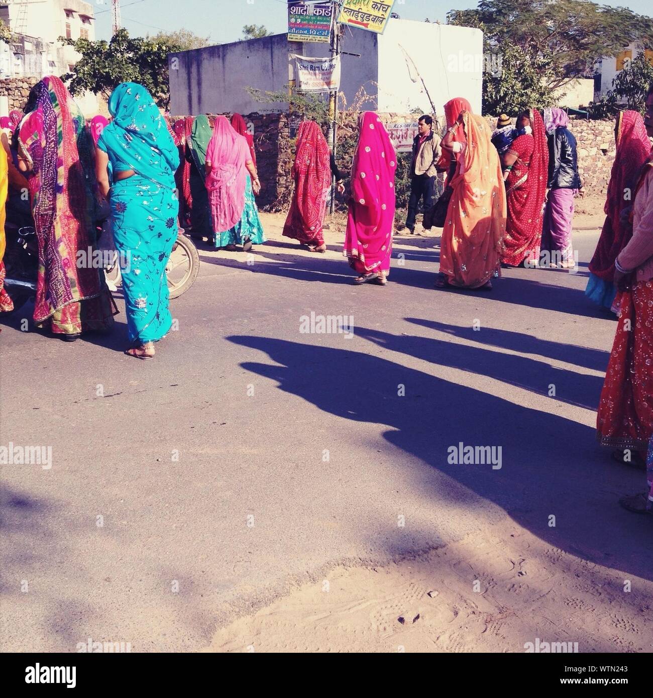 Indian Women Walking Road Traditional High Resolution Stock Photography ...