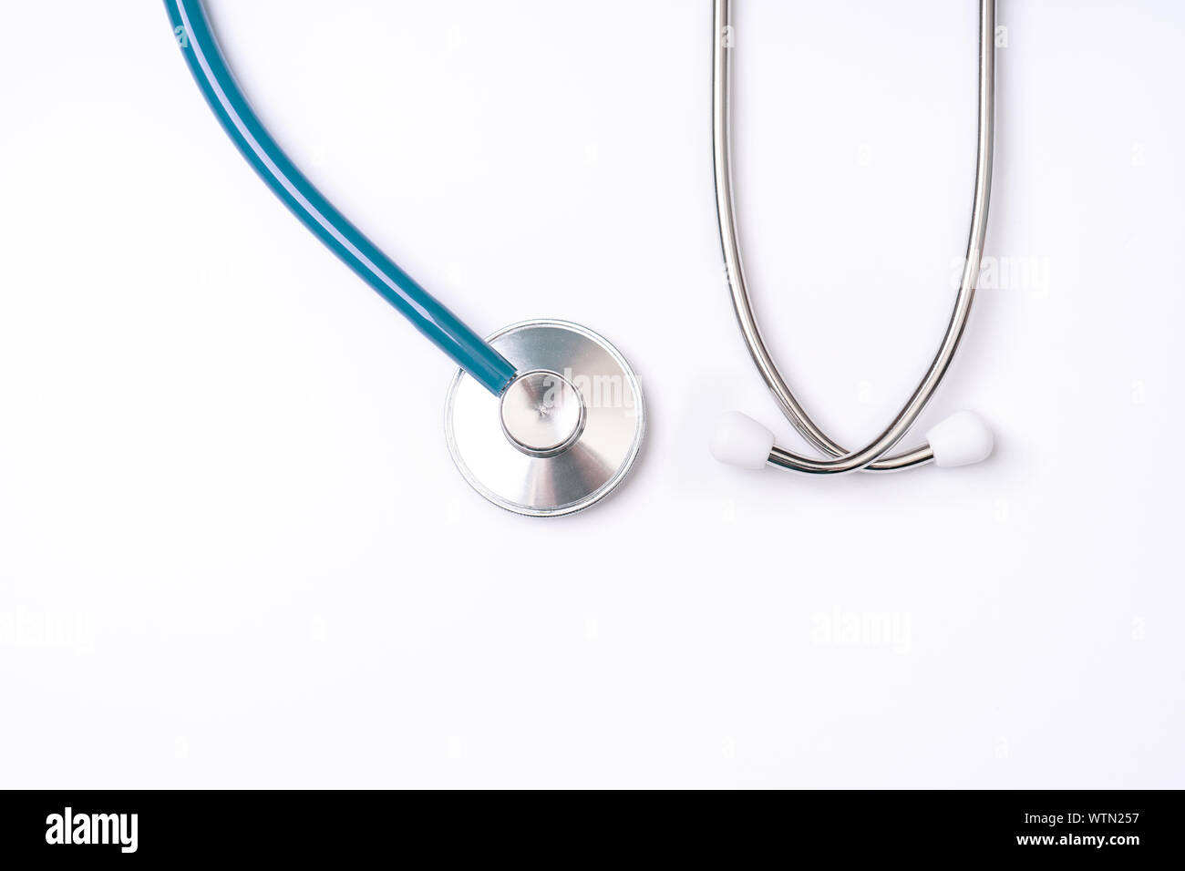 Green stethoscope, object of doctor equipment, isolated on white ...