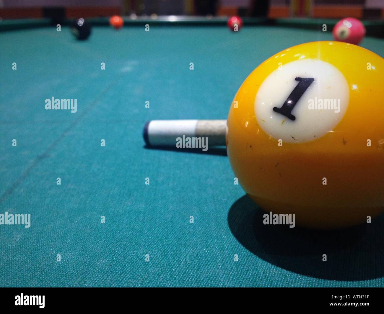 Pool table with pool cue hi-res stock photography and images - Alamy