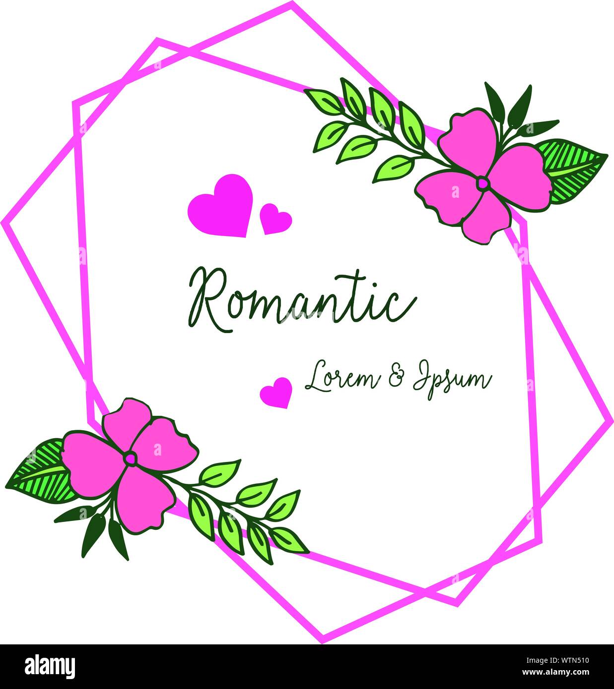 Design Of Various Card Romantic With Ornate Of Pink Flower Frame