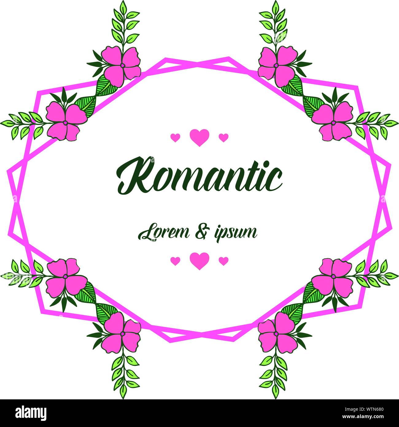 Design Of Various Card Romantic With Ornate Of Pink Flower Frame