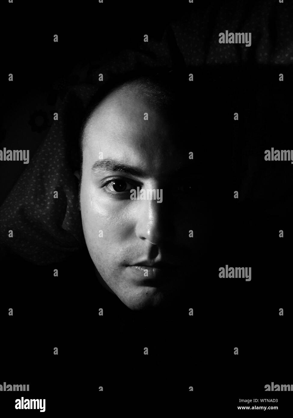 Person in dark room Black and White Stock Photos & Images - Alamy