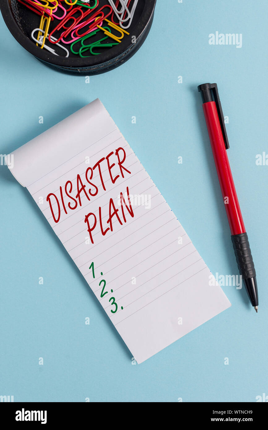 Writing note showing Disaster Plan. Business concept for Respond to ...
