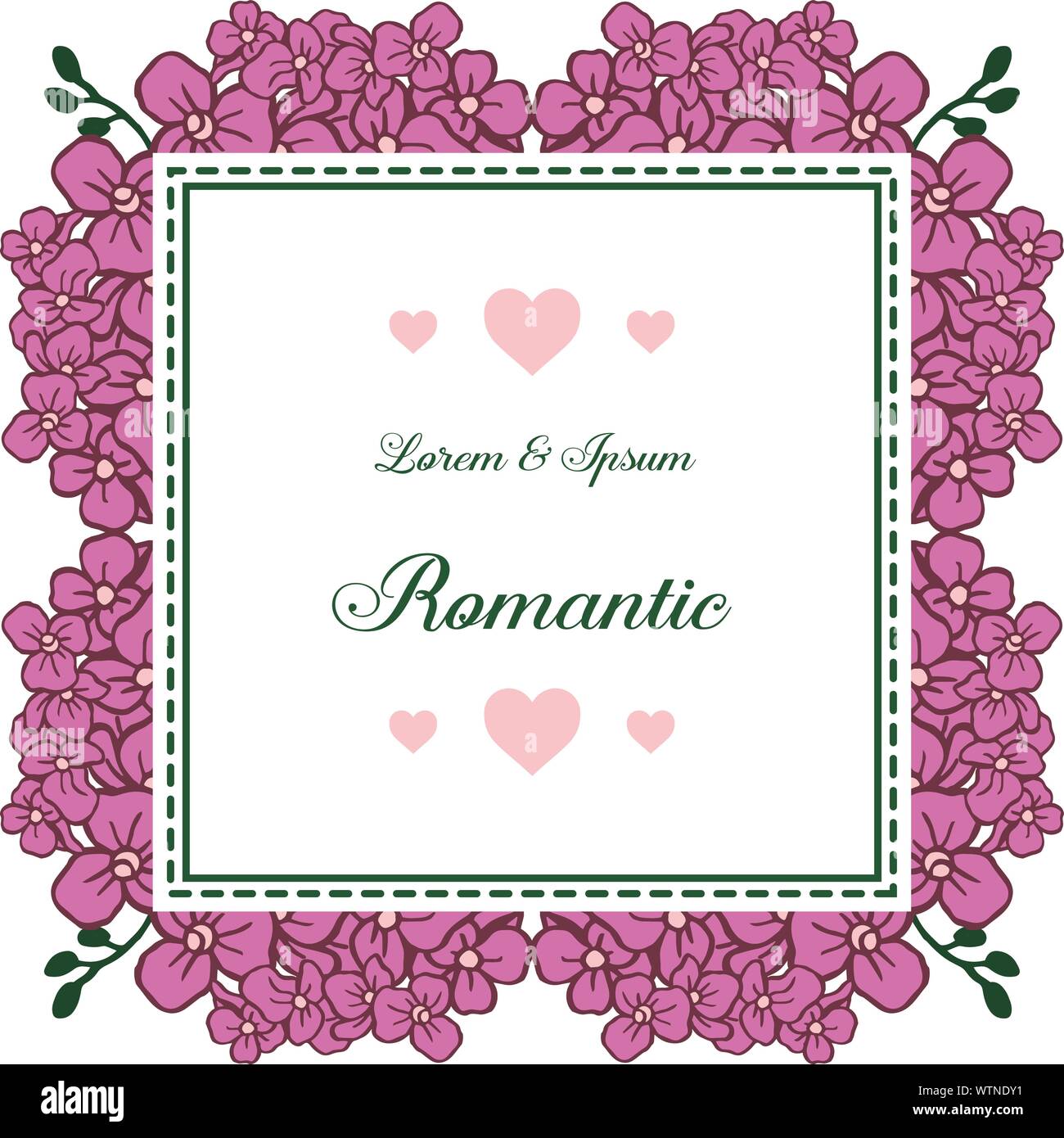 Wedding card or invitation romantic with abstract purple floral frame ...