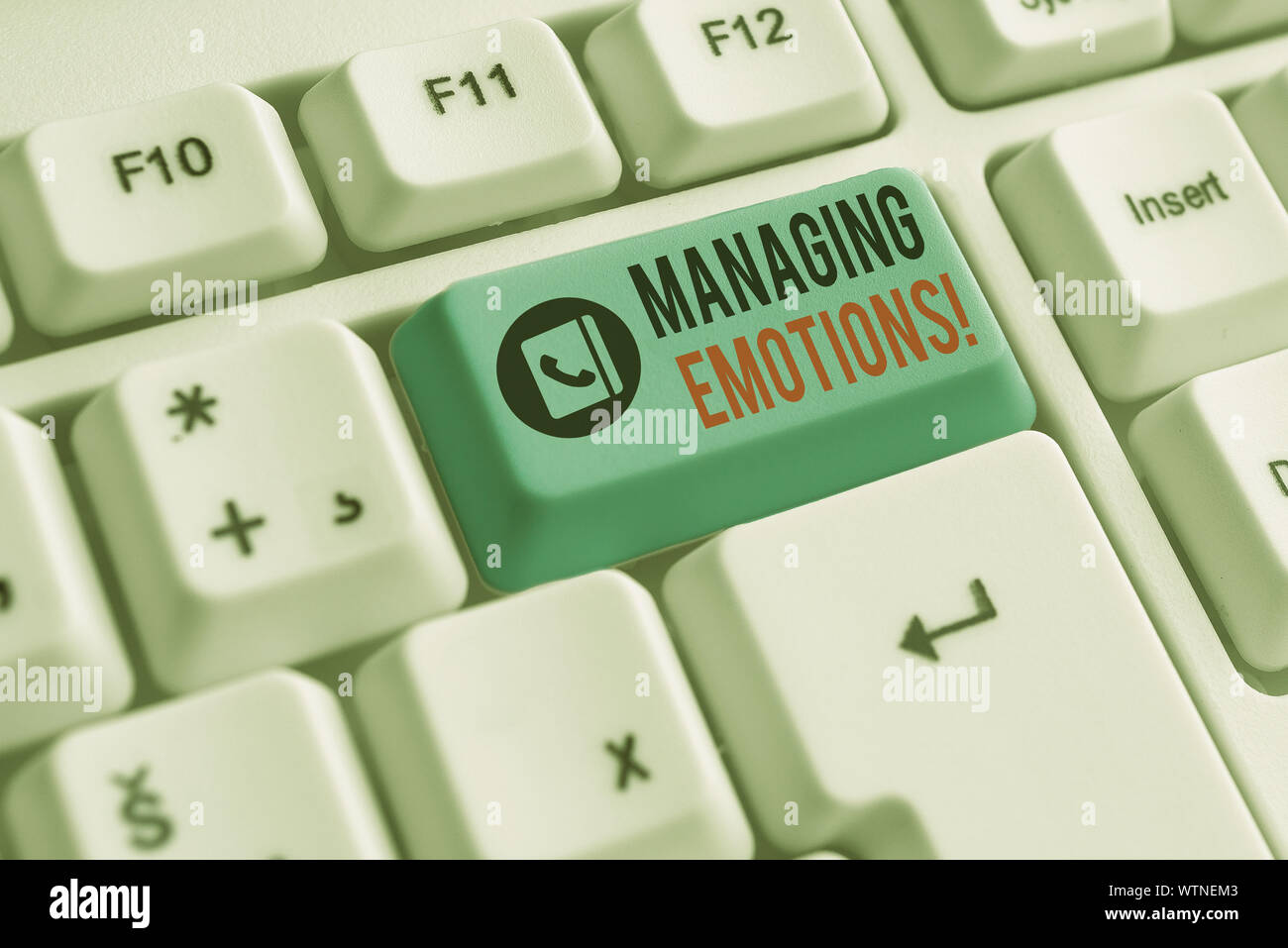 Writing note showing Managing Emotions. Business concept for ability be ...