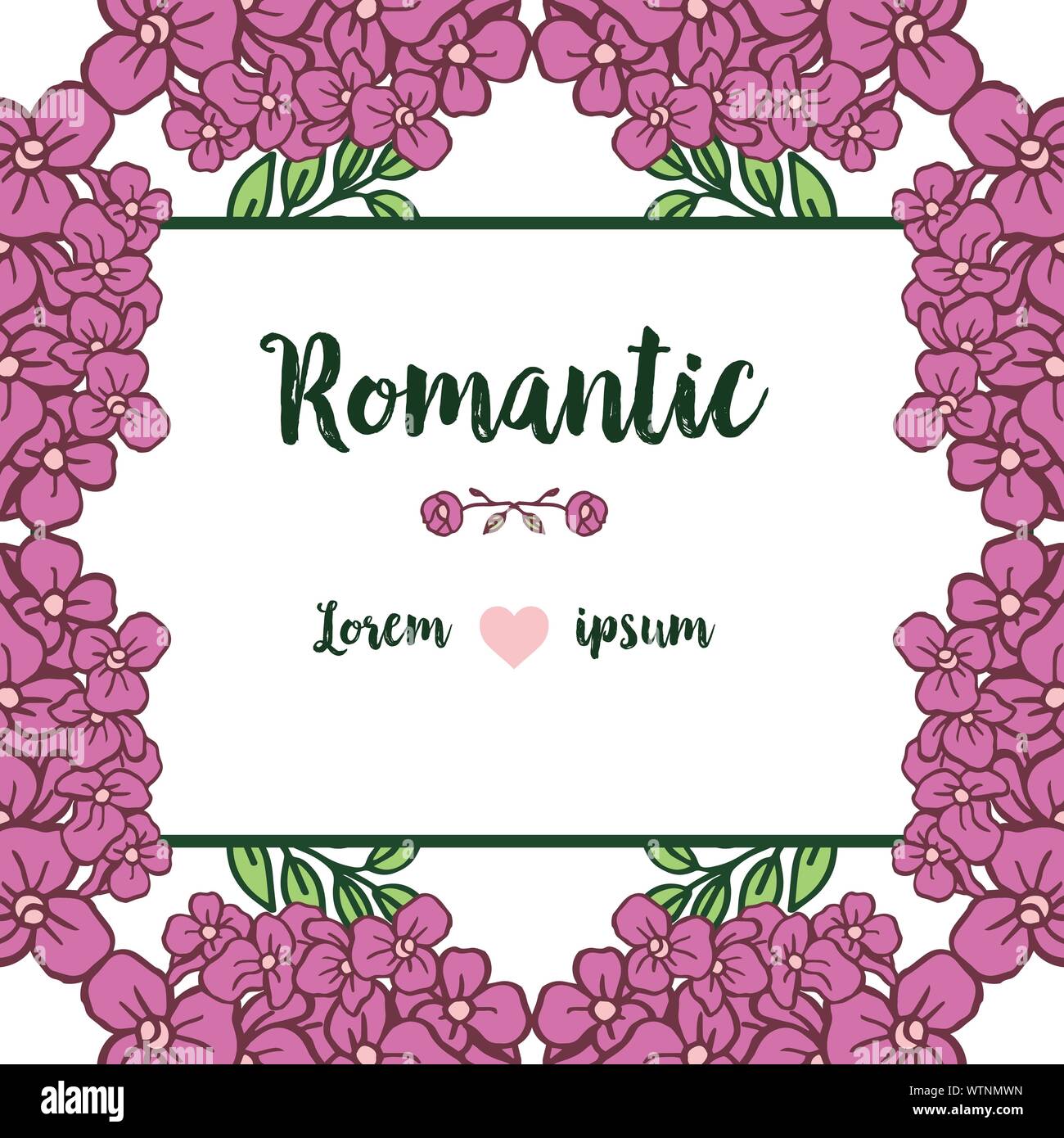 Template for card romantic, with natural purple flower frame background ...