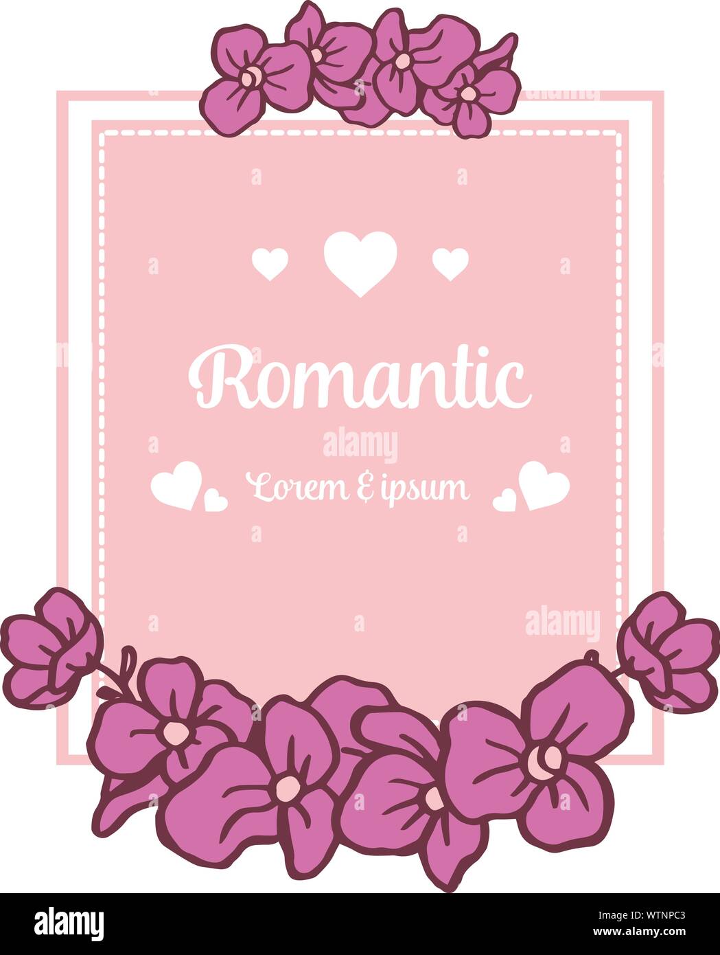 Template for card romantic, with natural purple flower frame background ...