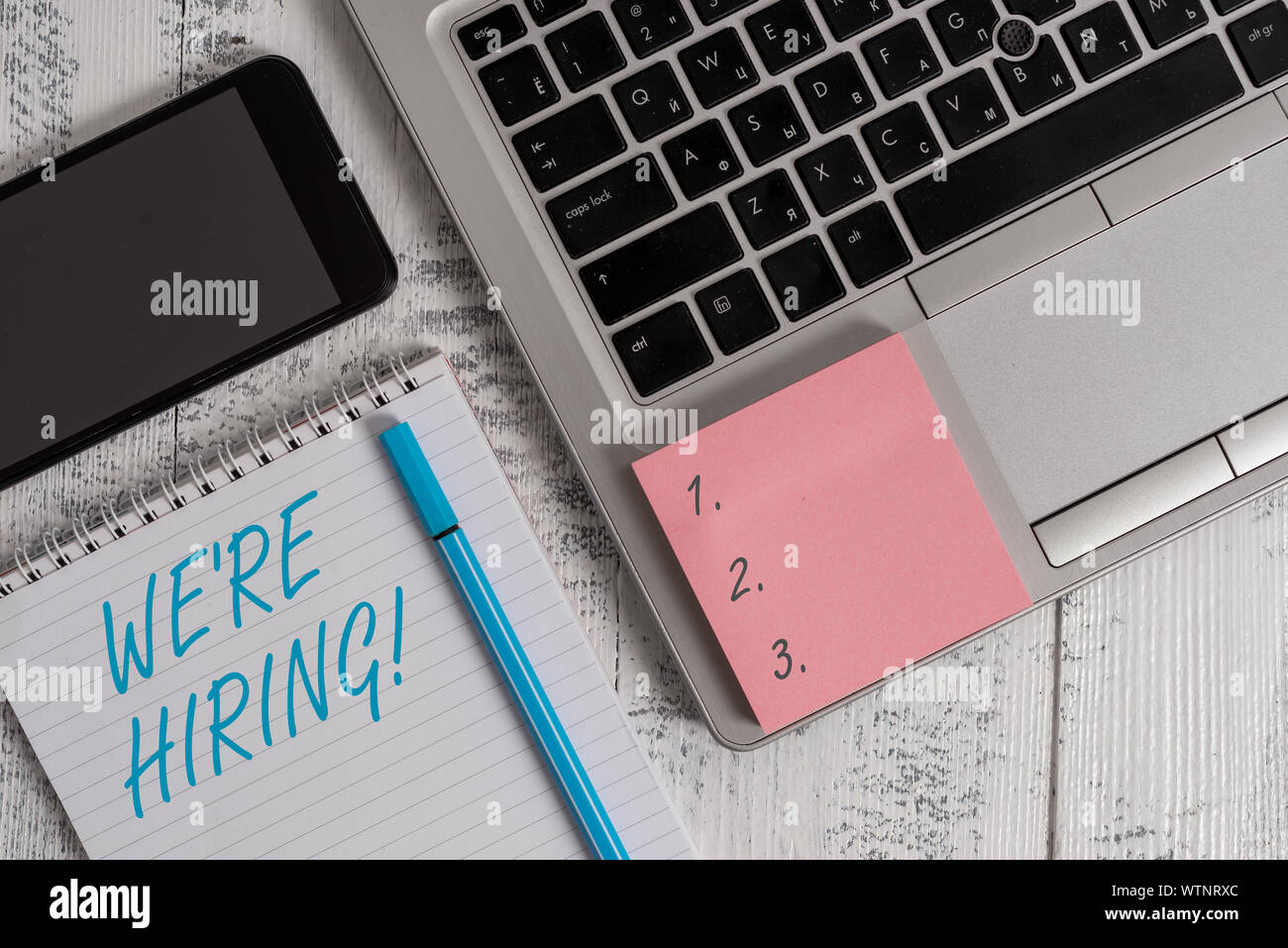 Writing note showing We Re Hiring. Business concept for process of ...