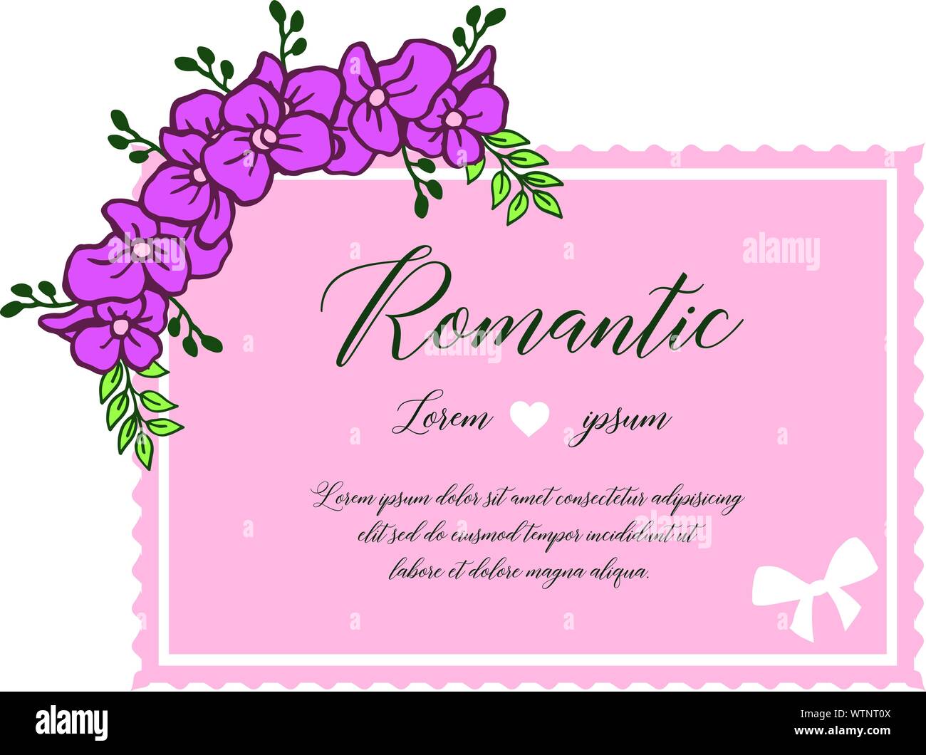 Beauty bright purple wreath frame, for wedding card romantic. Vector ...