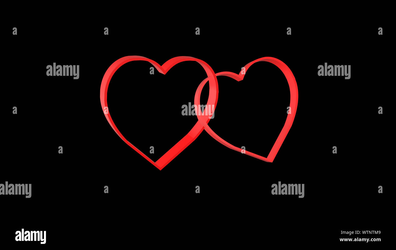 The 3d rendering of 3d heart shape isolated with black Stock Photo - Alamy