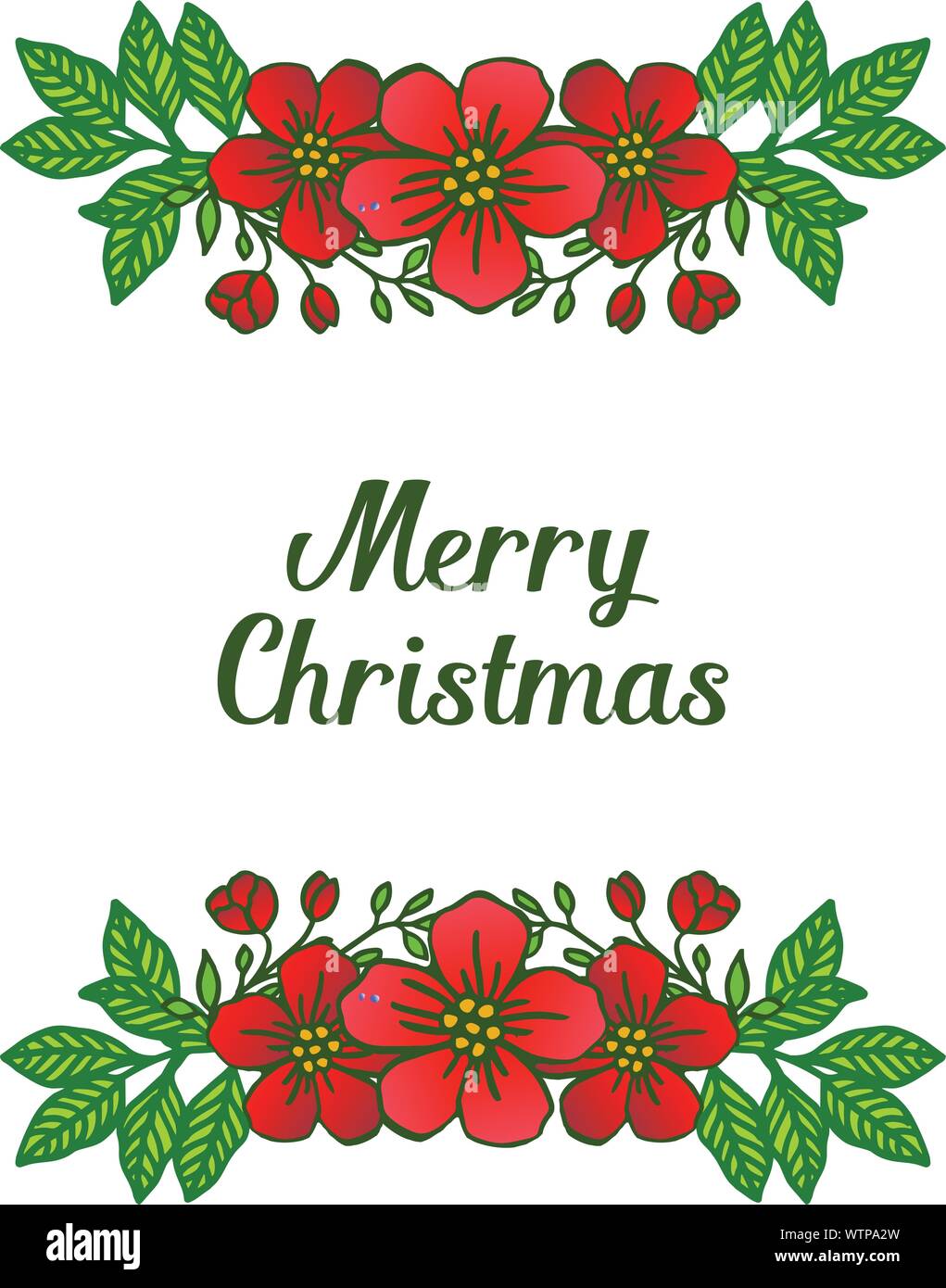 Banner merry christmas, art of modern red floral frame. Vector Stock ...
