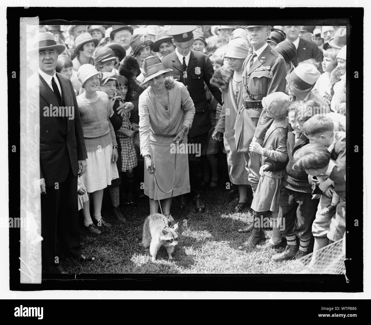 Mrs. Coolidge & raccoon [Rebecca], Easter egg rolling, 4/18/27 Stock ...