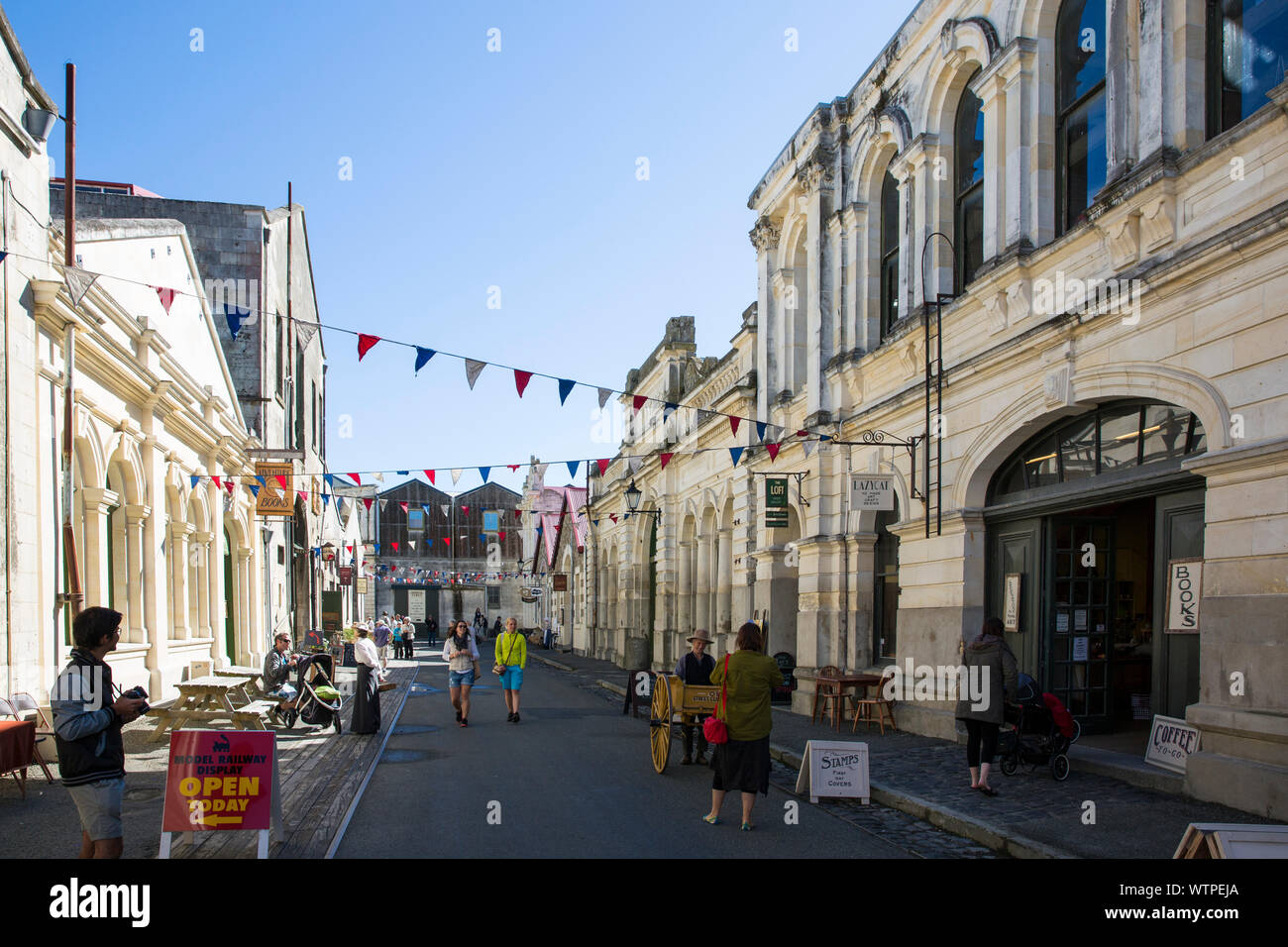 Views around the Steampunk streets of the coastal town of Oamaru, North ...