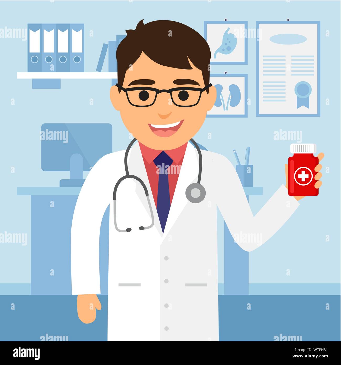 Cartoon doctor computer desk hi-res stock photography and images - Alamy
