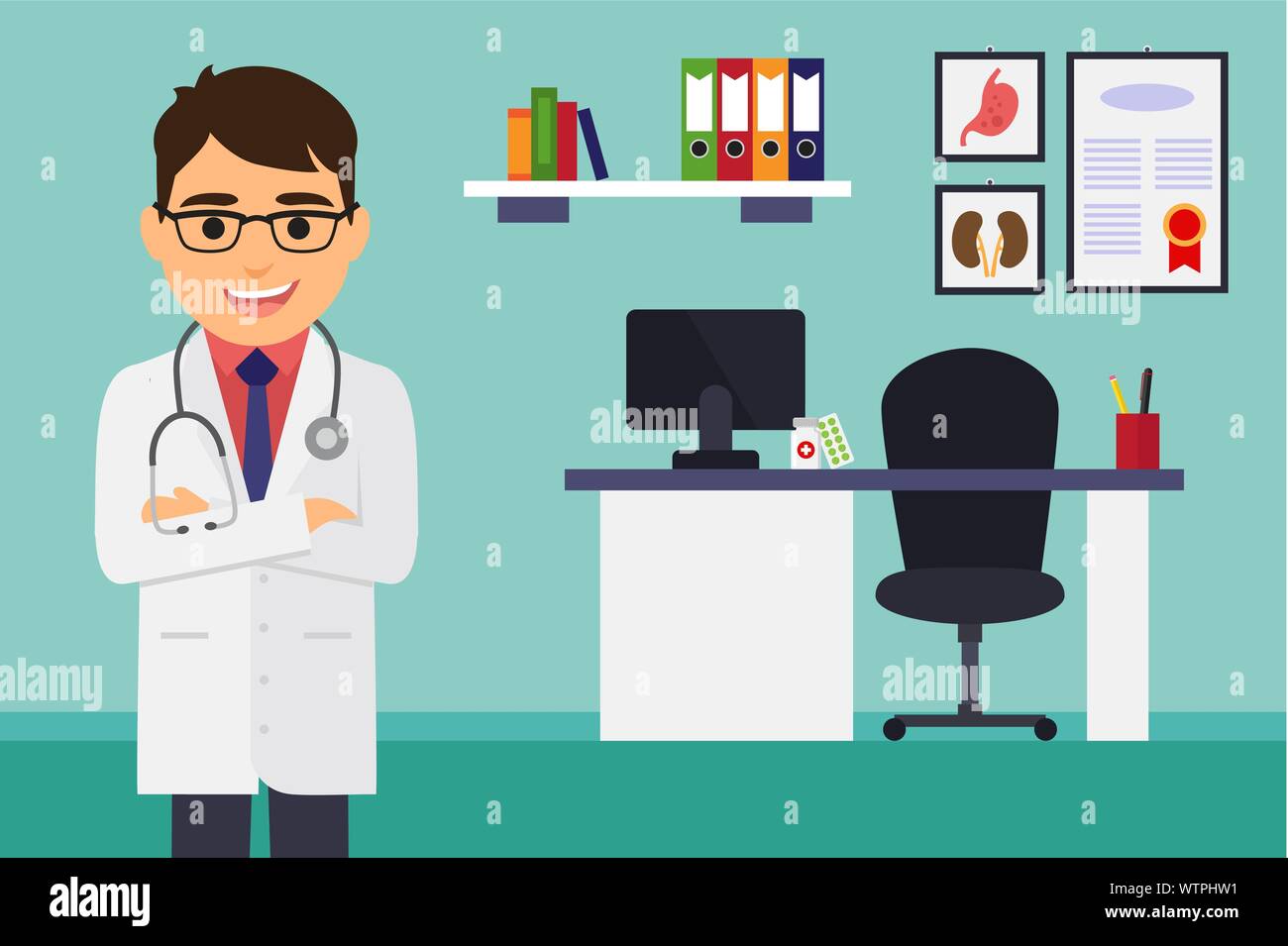 Cartoon doctor computer desk hi-res stock photography and images - Alamy