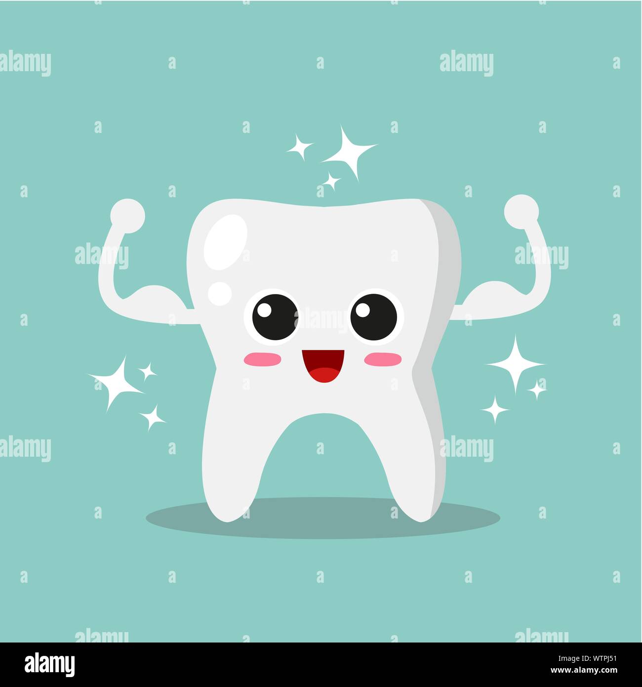 Cute Strong And Happy Tooth Vector Illustration Stock Vector Image