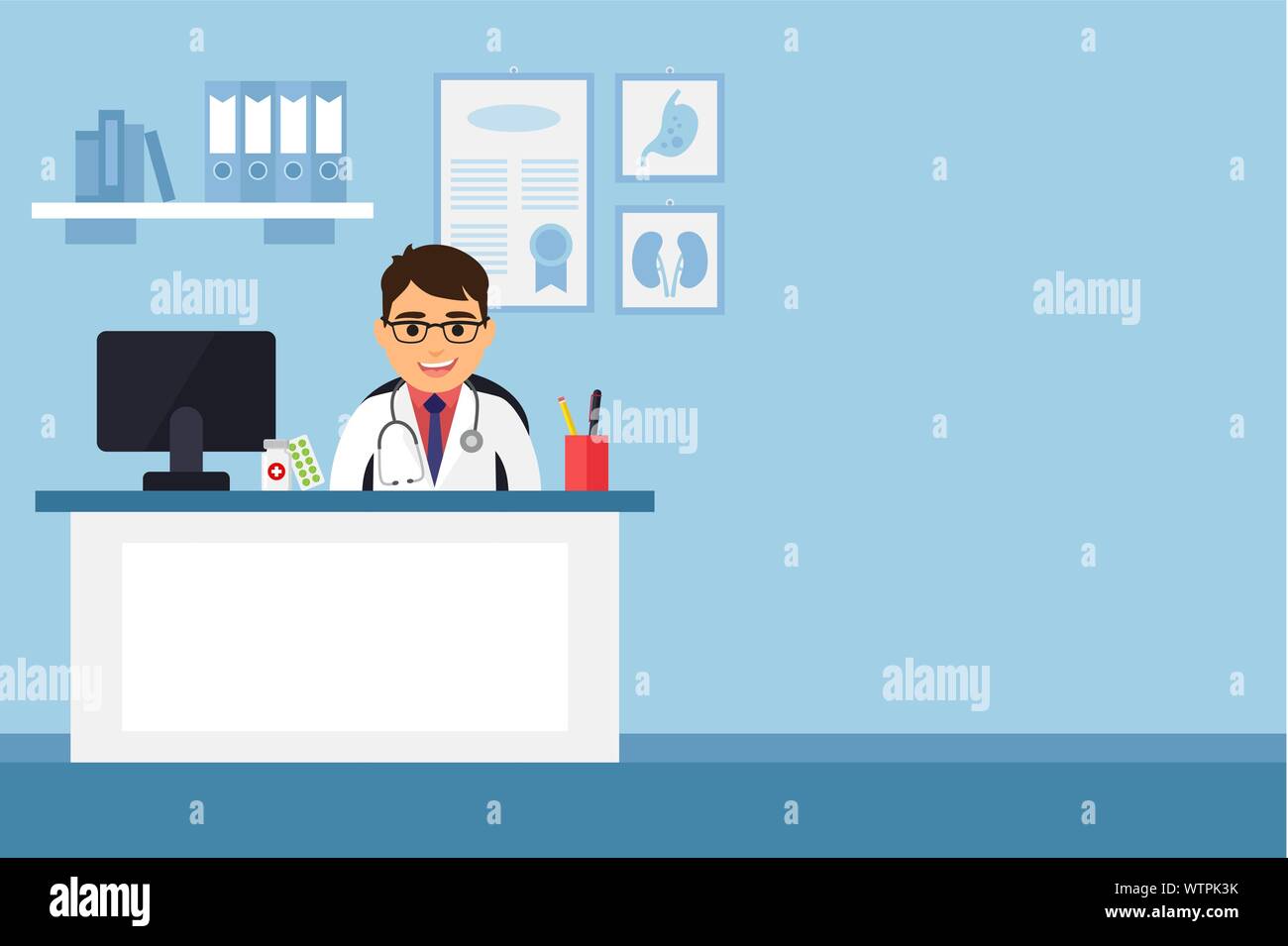 Cartoon doctor computer desk hi-res stock photography and images - Alamy