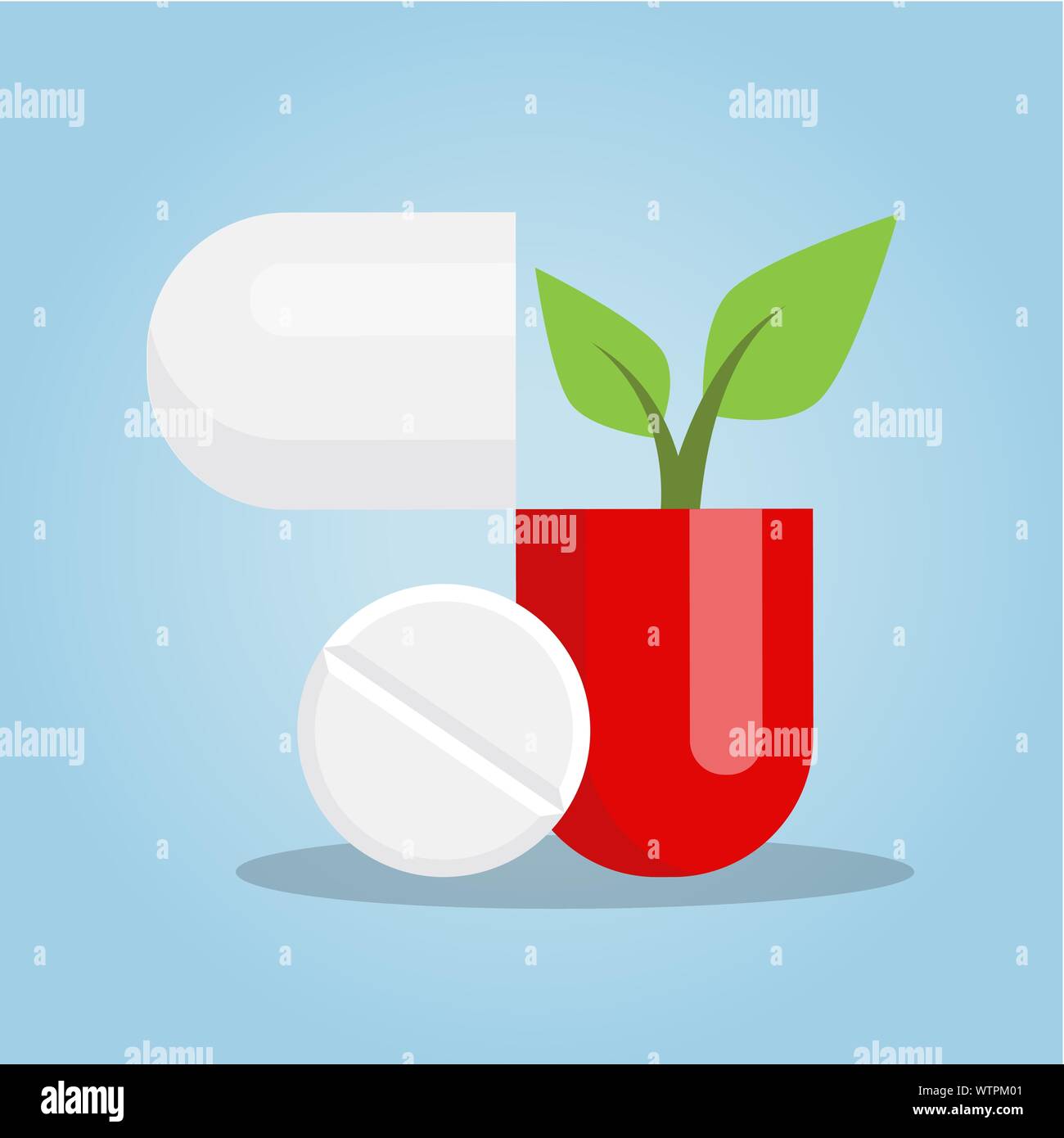 Ecological drugs and pills with a leaf. Vector illustration Stock ...