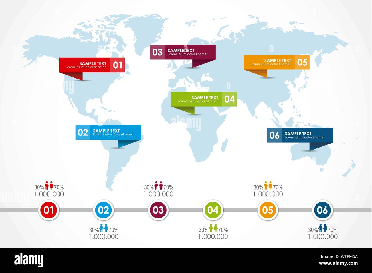 Word map infographic with population diagram. Vector illustration Stock ...