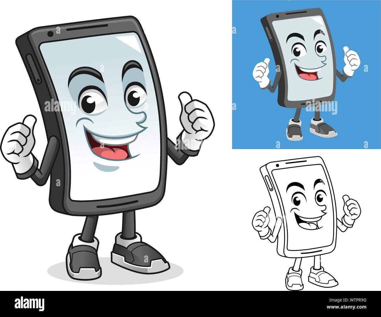 Smartphone with Thumbs Up Gesture Cartoon Character Mascot Illustration ...