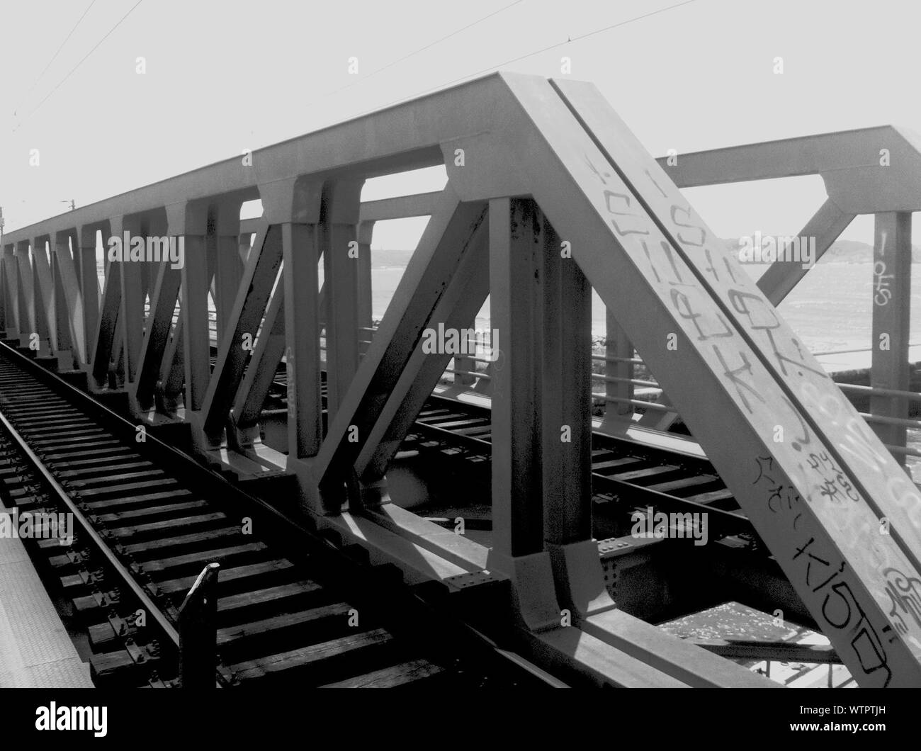 Truss railroad bridge Black and White Stock Photos & Images - Alamy