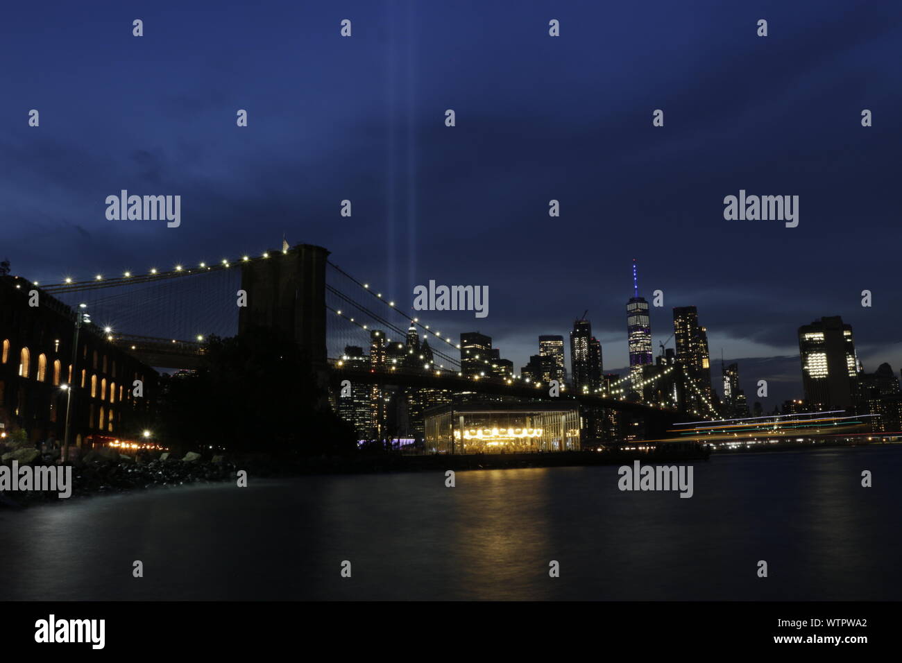 WTC Tribute in Lights in New York City on September 11, 2019 Stock ...