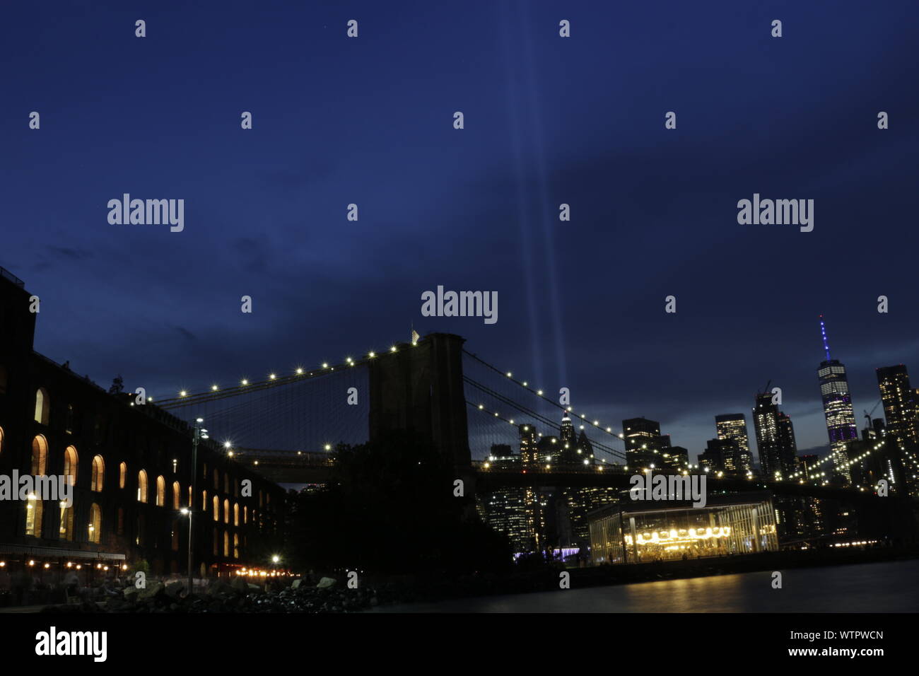 WTC Tribute in Lights in New York City on September 11, 2019 Stock ...