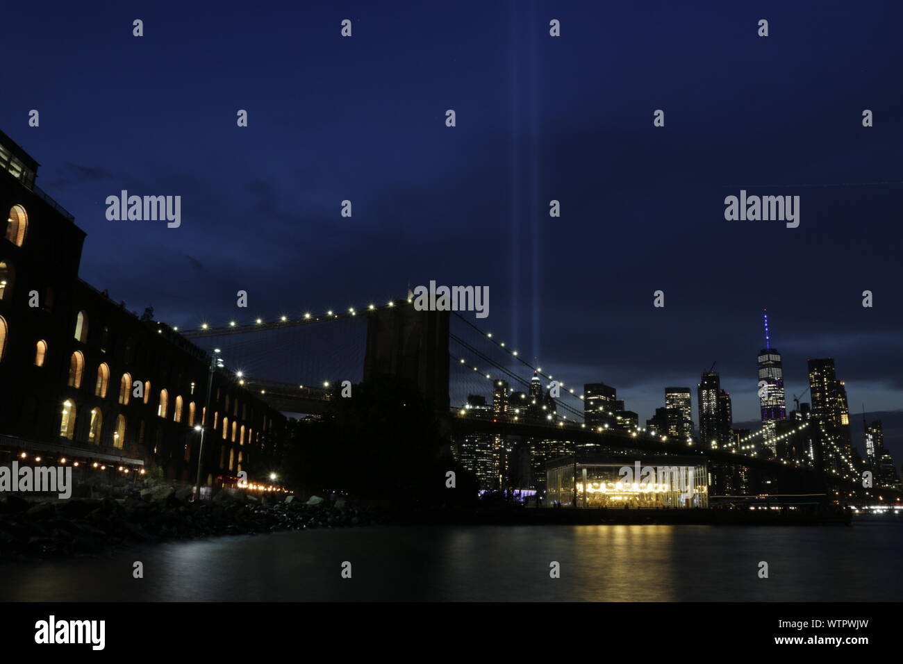 WTC Tribute in Lights in New York City on September 11, 2019 Stock ...