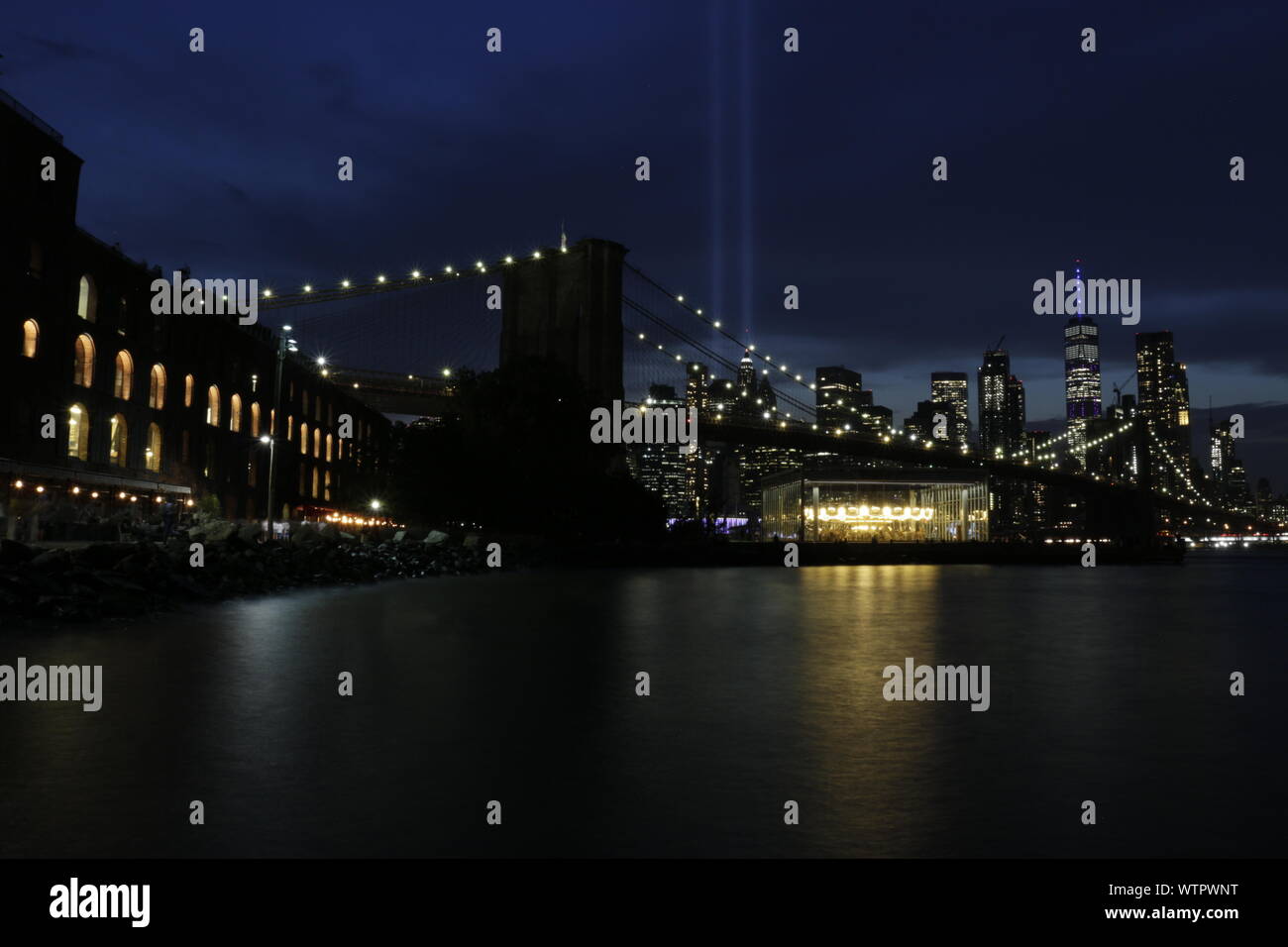 WTC Tribute in Lights in New York City on September 11, 2019 Stock ...