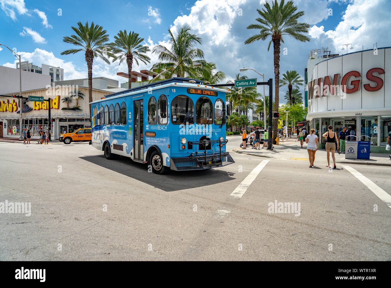 Miami Beach, Florida, USA - Free public trolley bus transporting ...