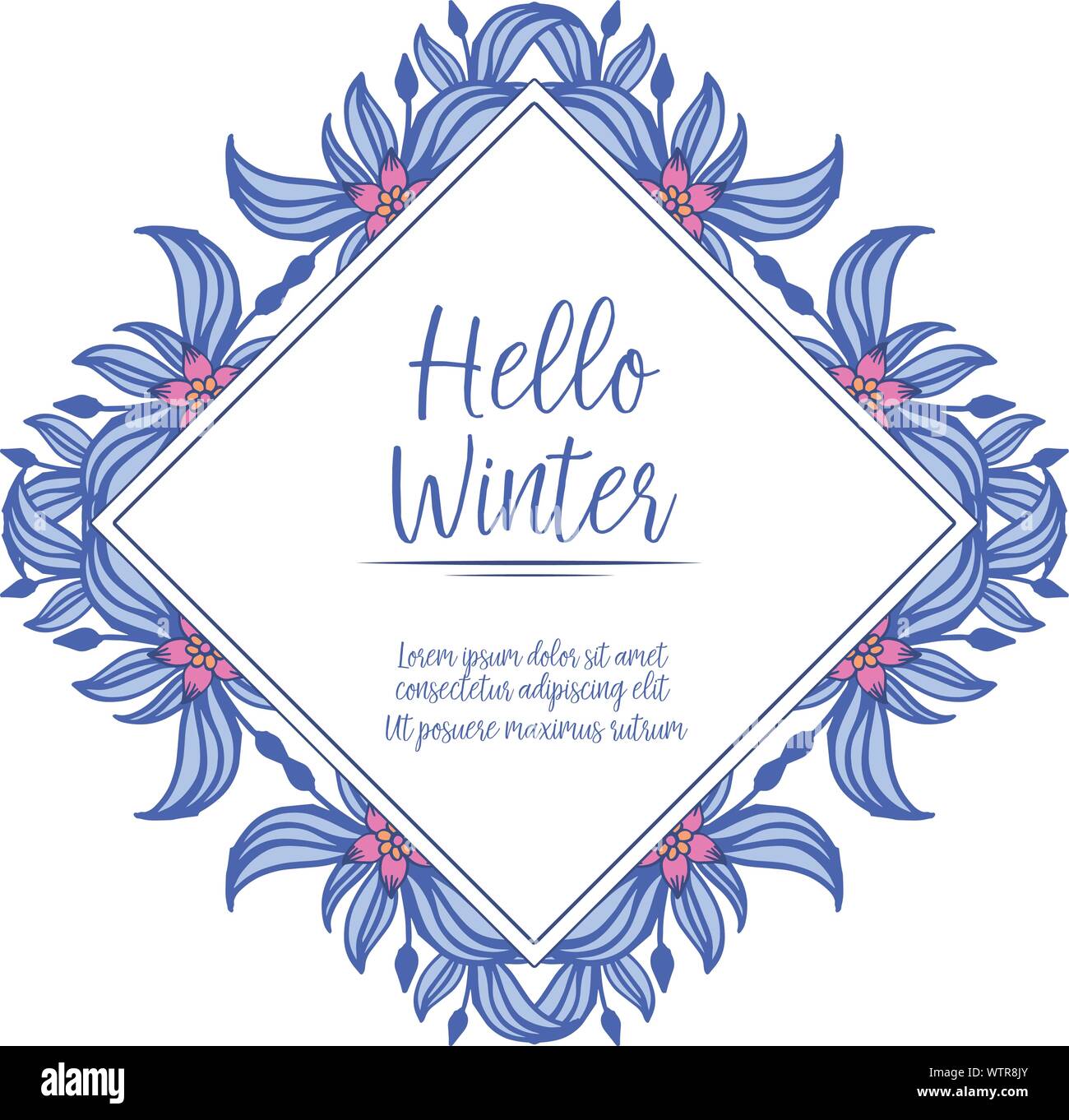Beautiful wreath frame for lettering card hello winter. Vector Stock ...