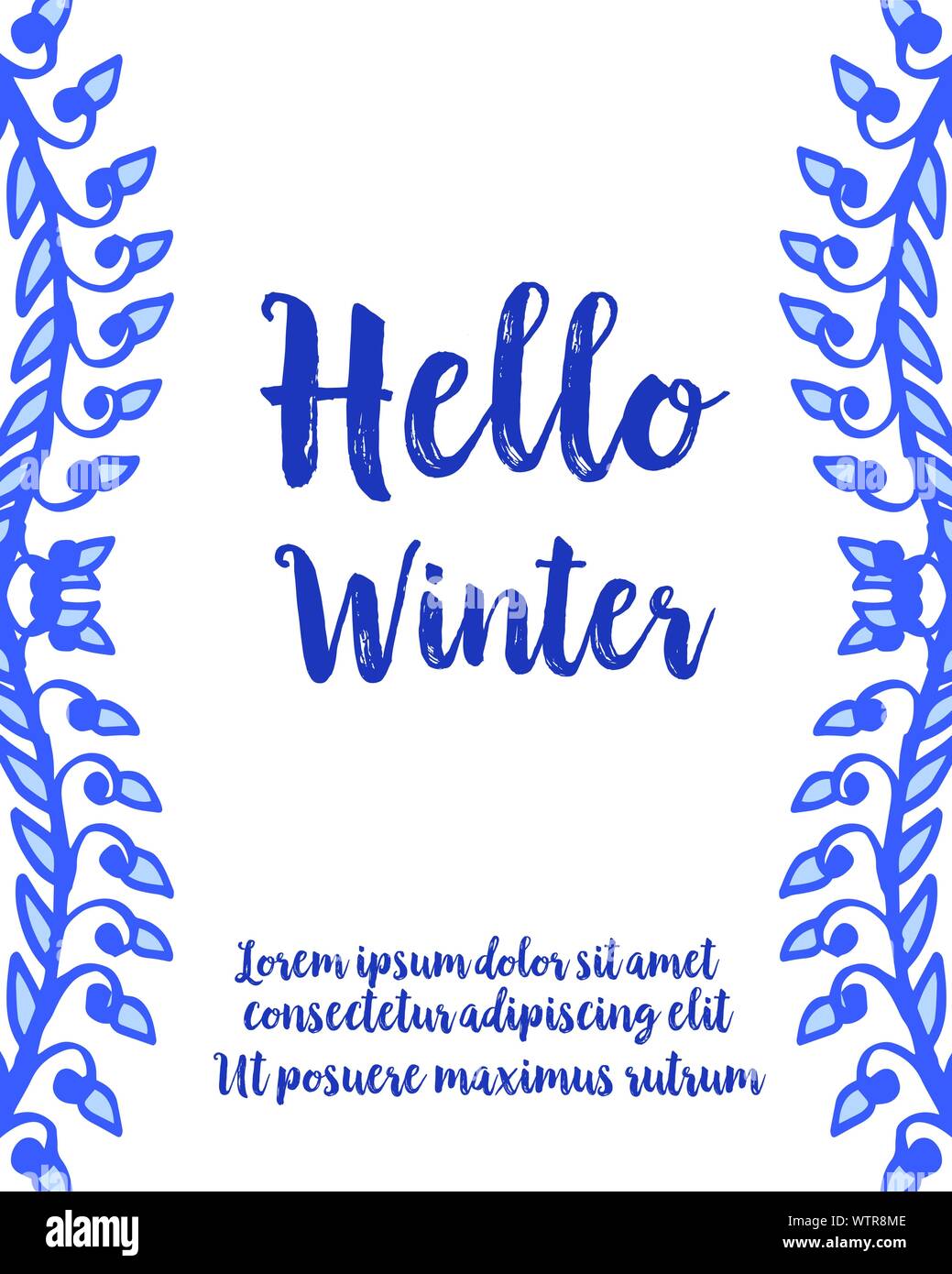 Beautiful wreath frame for lettering card hello winter. Vector Stock ...