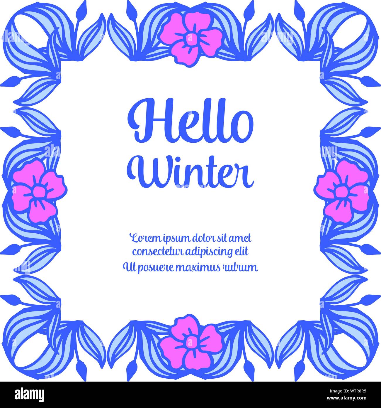 Beautiful wreath frame for lettering card hello winter. Vector Stock ...