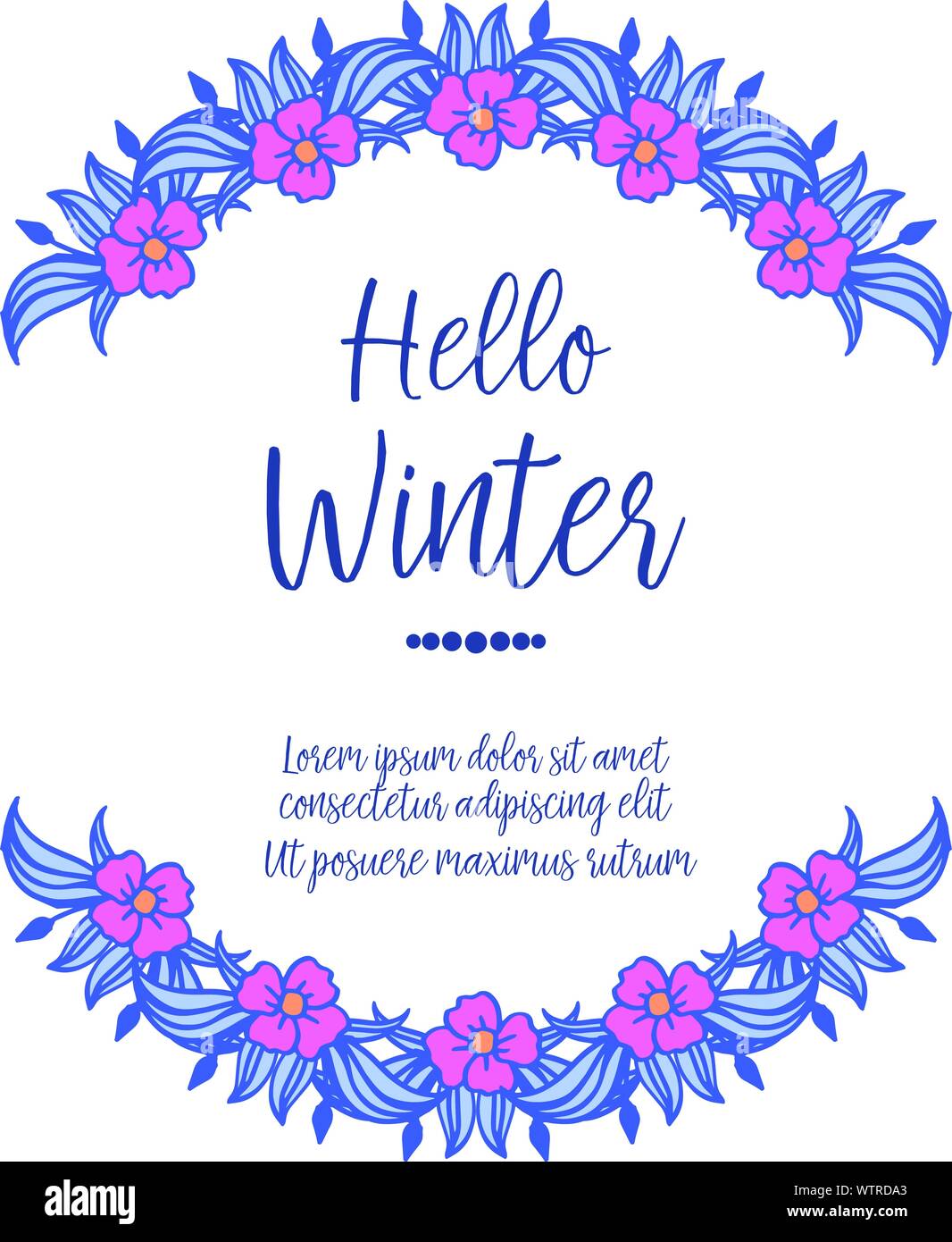 Template for wallpaper of card hello winter, with abstract foliage ...