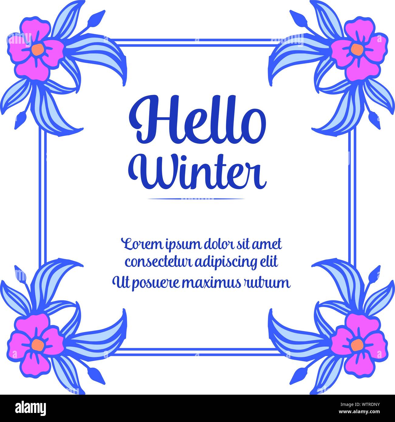 Template for wallpaper of card hello winter, with abstract foliage ...